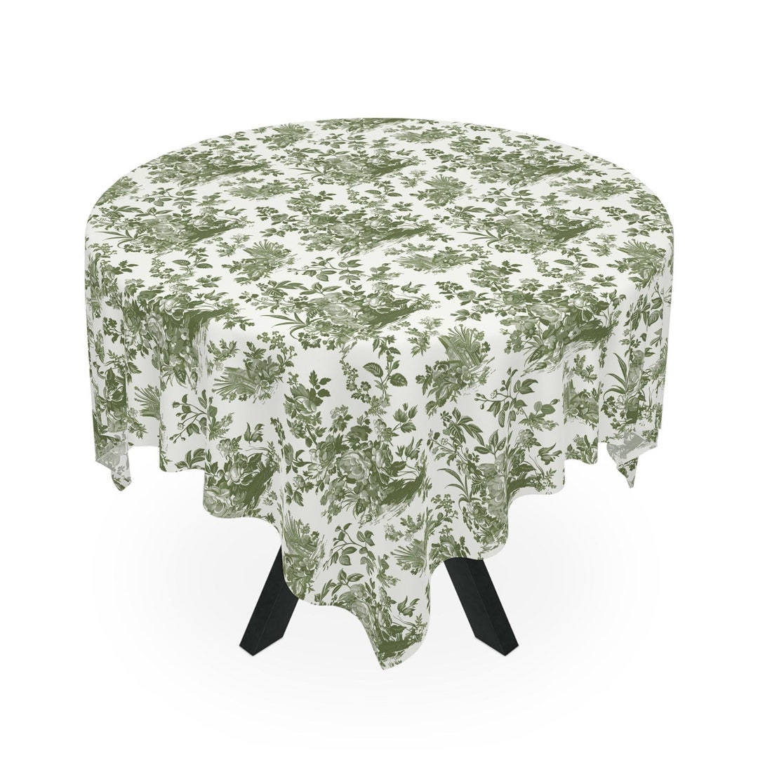 Green French Toile Tablecloth | Cloth Table Linen | French Country ...