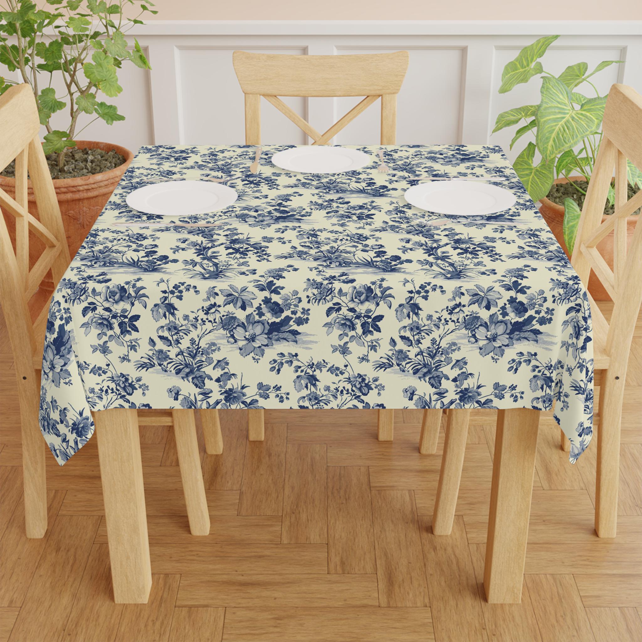 Blue French Toile Tablecloth Cloth Table Linen French Country Decor ...