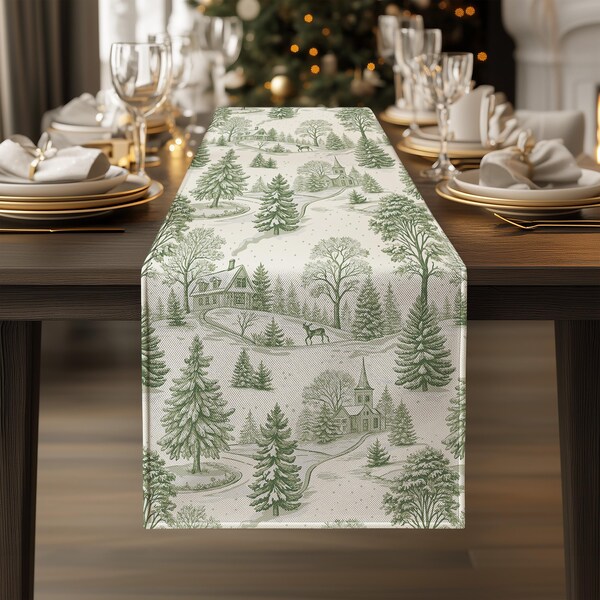 Green Toile Table Linens - Etsy