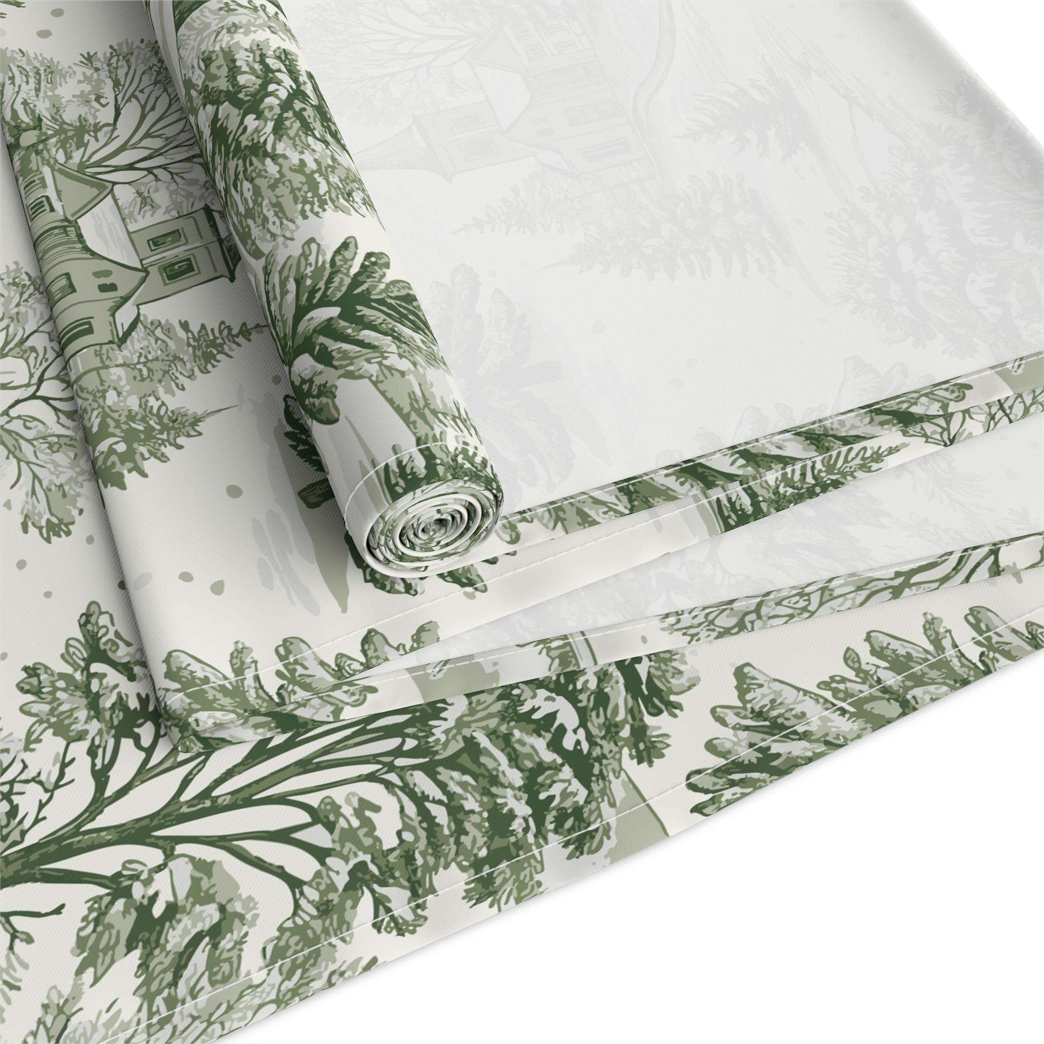 Sage Green Toile Table Runner: Cotton Winter Scene, Holiday Hosting ...