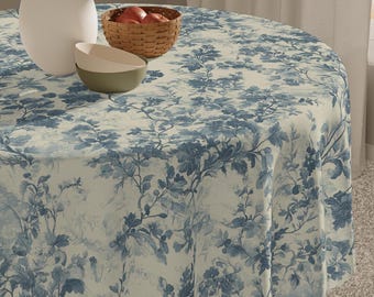 Light Blue French Toile Tablecloth | Cloth Table Linen | French Country ...