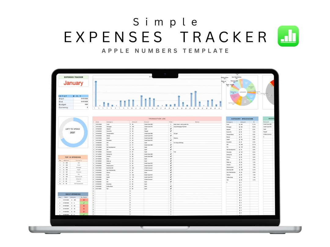 Apple Numbers Simple Expenses Tracker for Mac, iPad and iPhone - Etsy