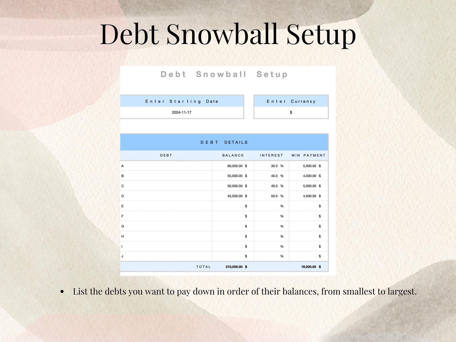 Debt Snowball Calculator: Loan Tracker for Apple Numbers (digital ...