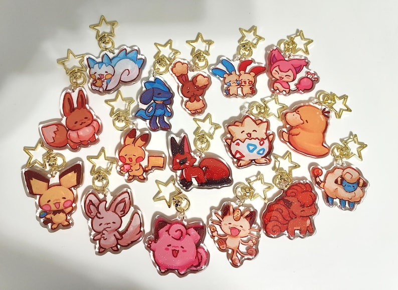 Pokemon Glitter Epoxy Resin Acrylic Charms - Nintendo, Pocket Monsters ...