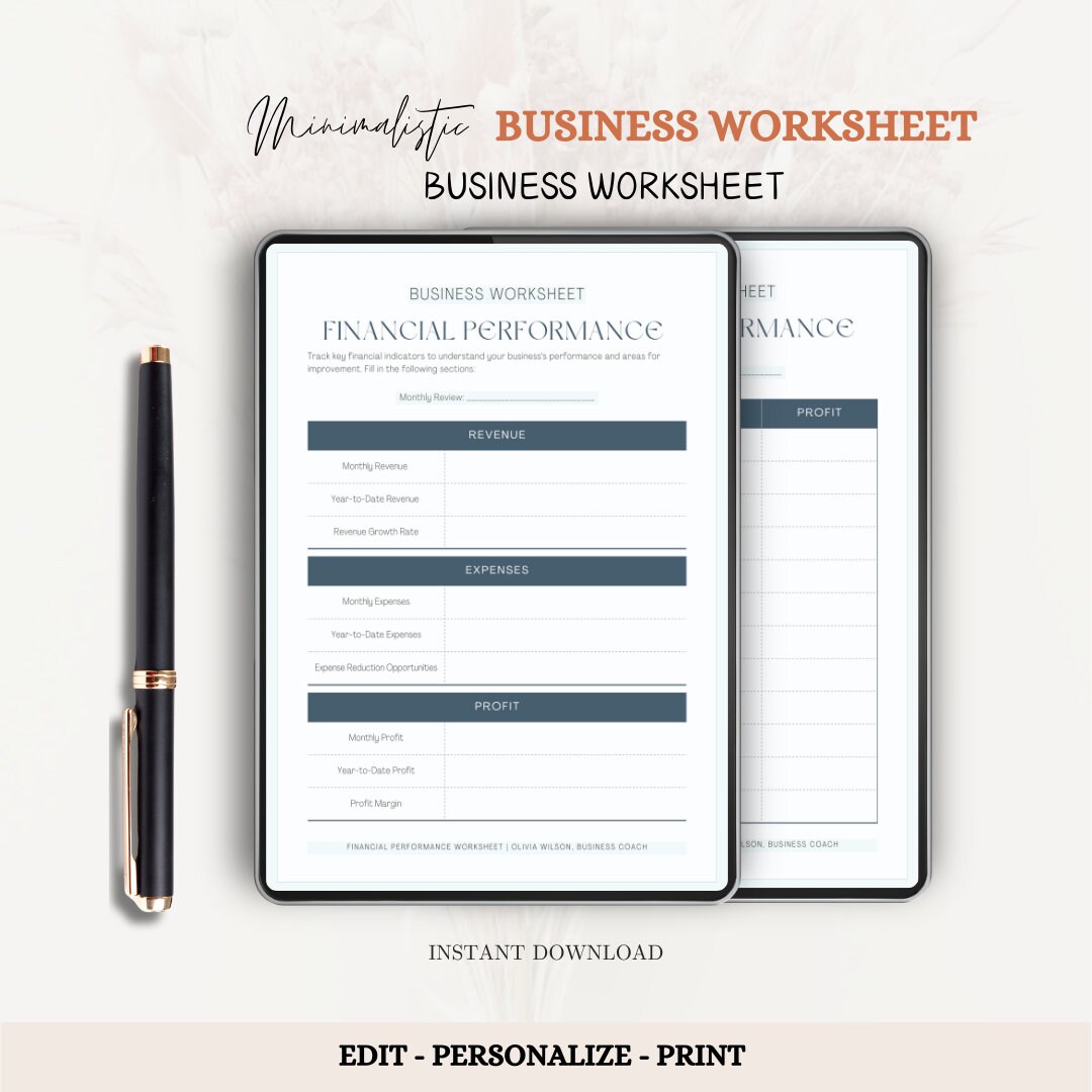 Financial Analysis Worksheet for Business, Excel Spreadsheet Template ...