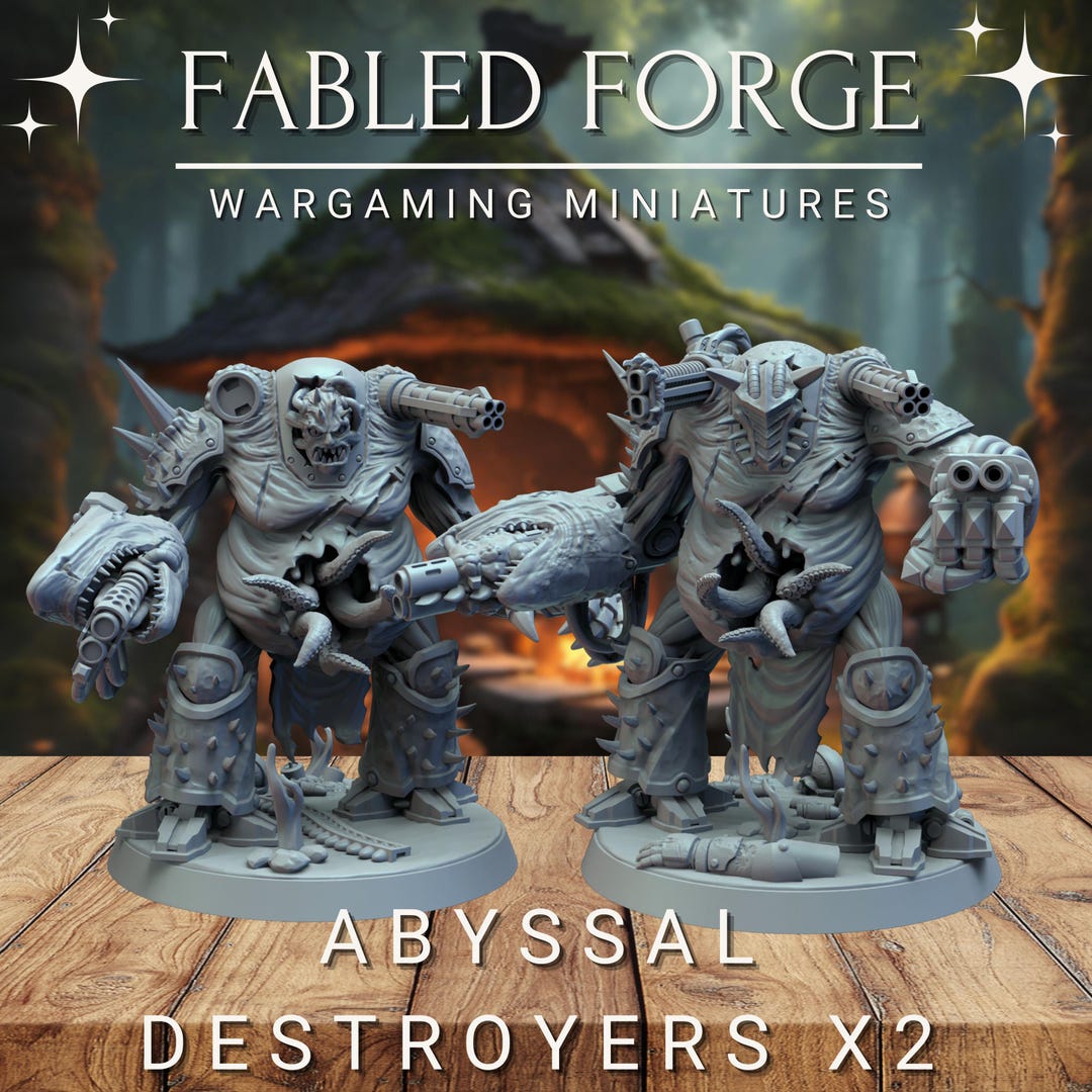 Abyssal Destroyers X2 | Wargaming Model | Resin 3D Printed | Base ...