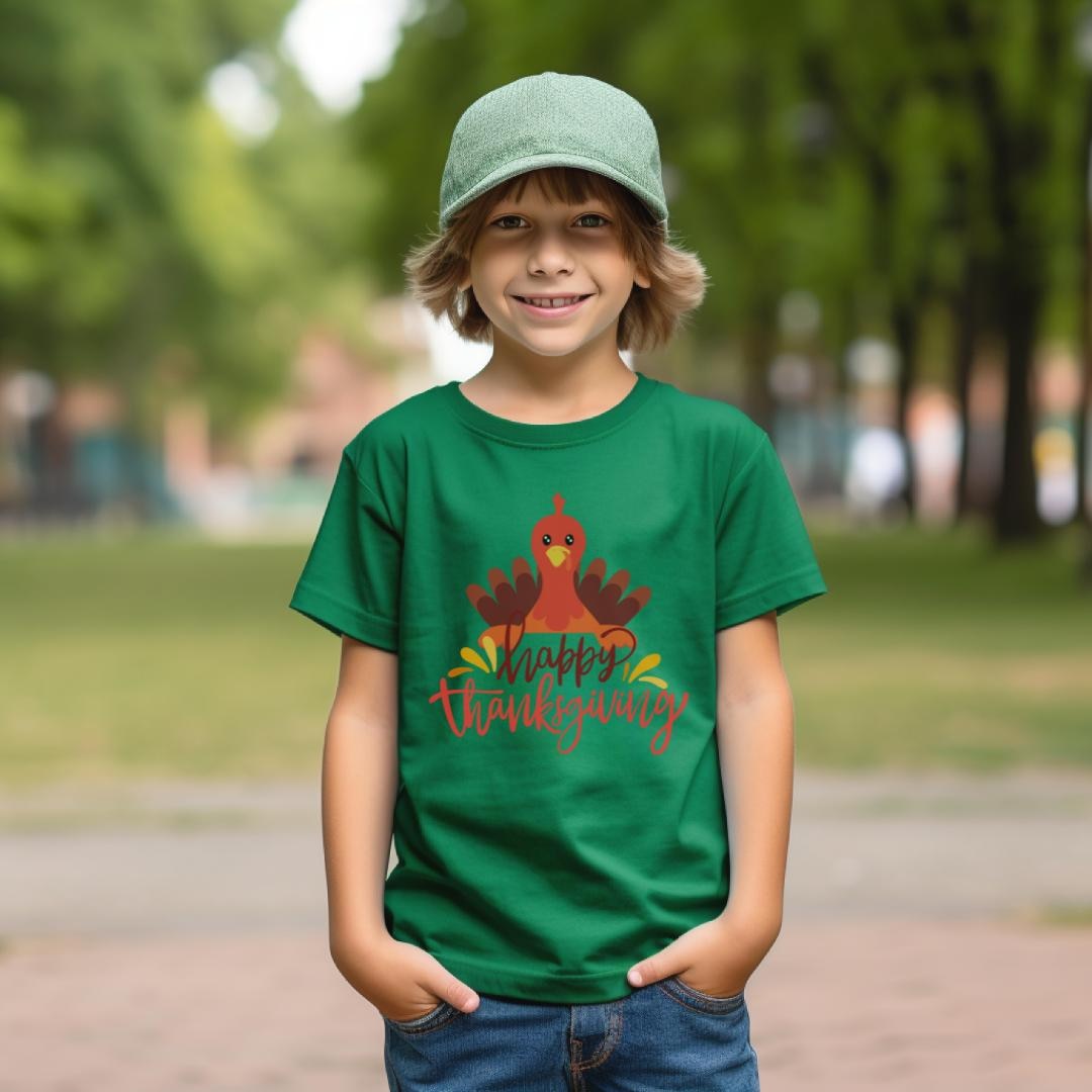 Kids Turkey Happy Thanksgiving Tee Shirt, Unisex Fall Shirts for Kids ...