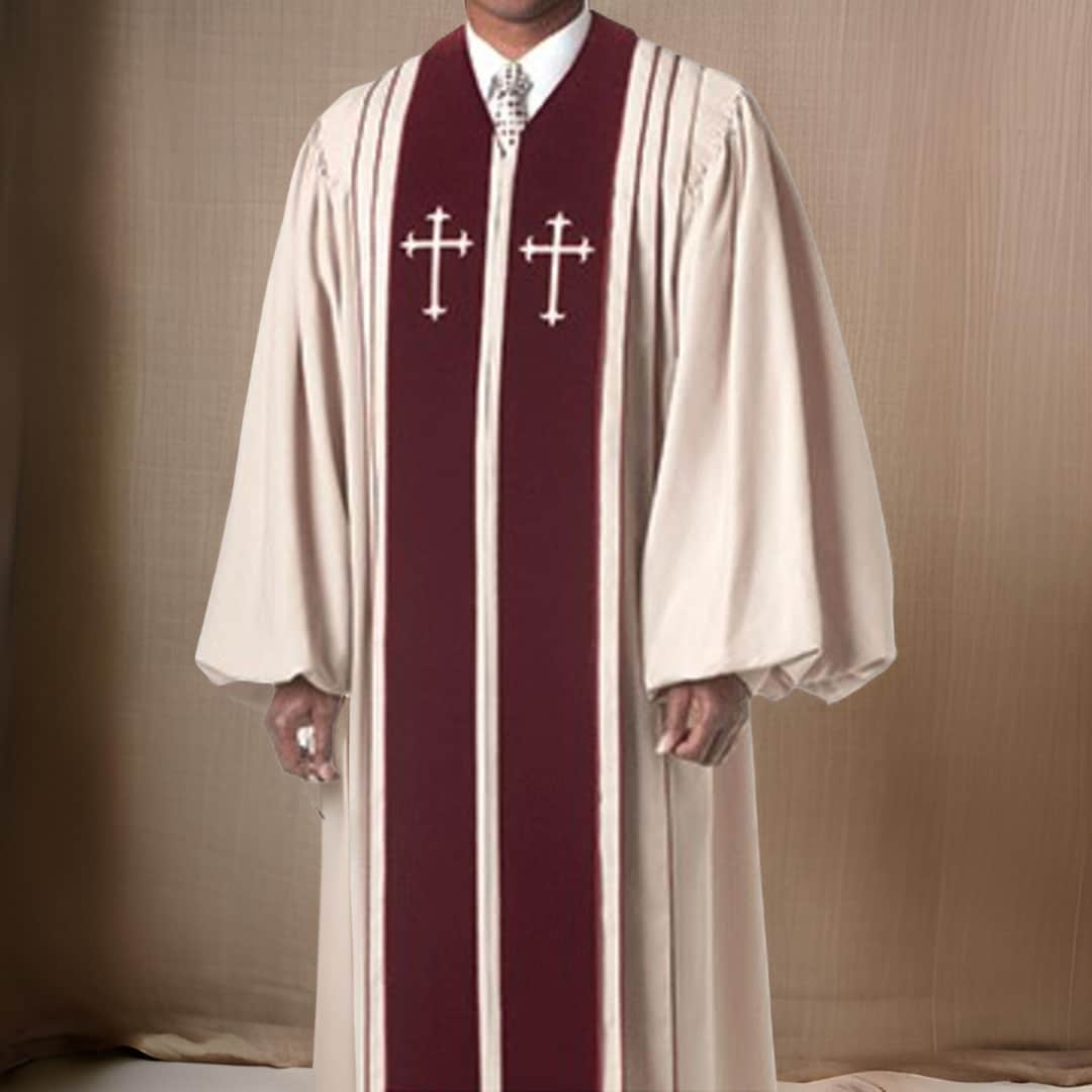 Men's Clergy Robe Bishop Beige Wonder Crepe, Long Church Father Coat - Etsy