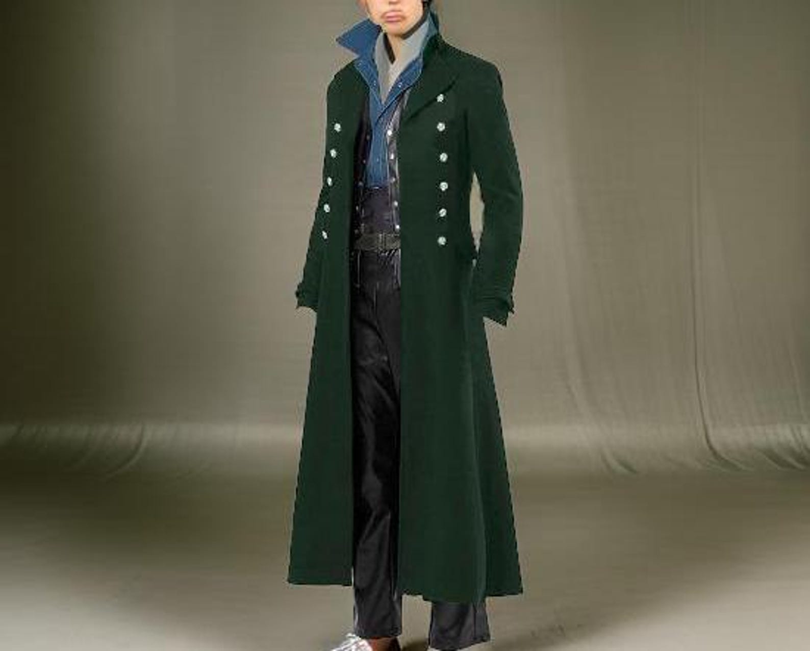 Men's Gothic Steampunk Gothic Vintage Style Trench Coat Long Jacket ...