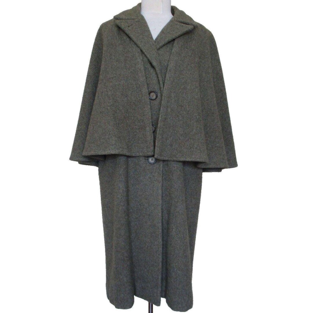 Men's Wool Blend Long Cape Coat - Detachable Cape Overlay - Etsy