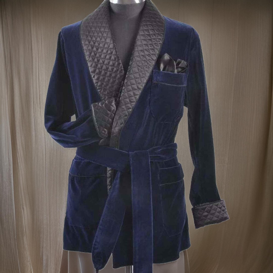 Men's Green Velvet Smoking Jacket, Velvet Smoking Jacket With Silk ...