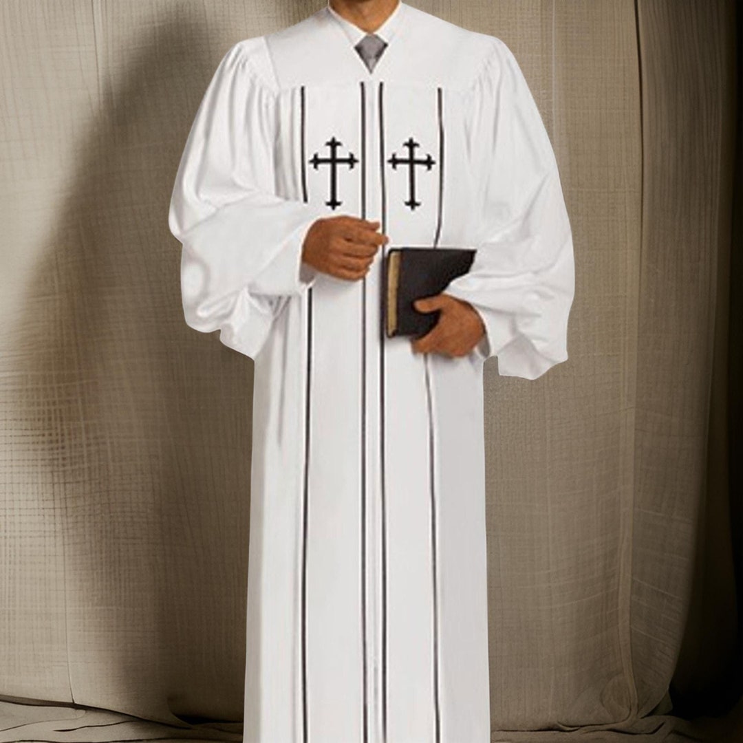 Men's Clergy Robe Bishop White Wonder Crepe, Long Church Father Coat - Etsy