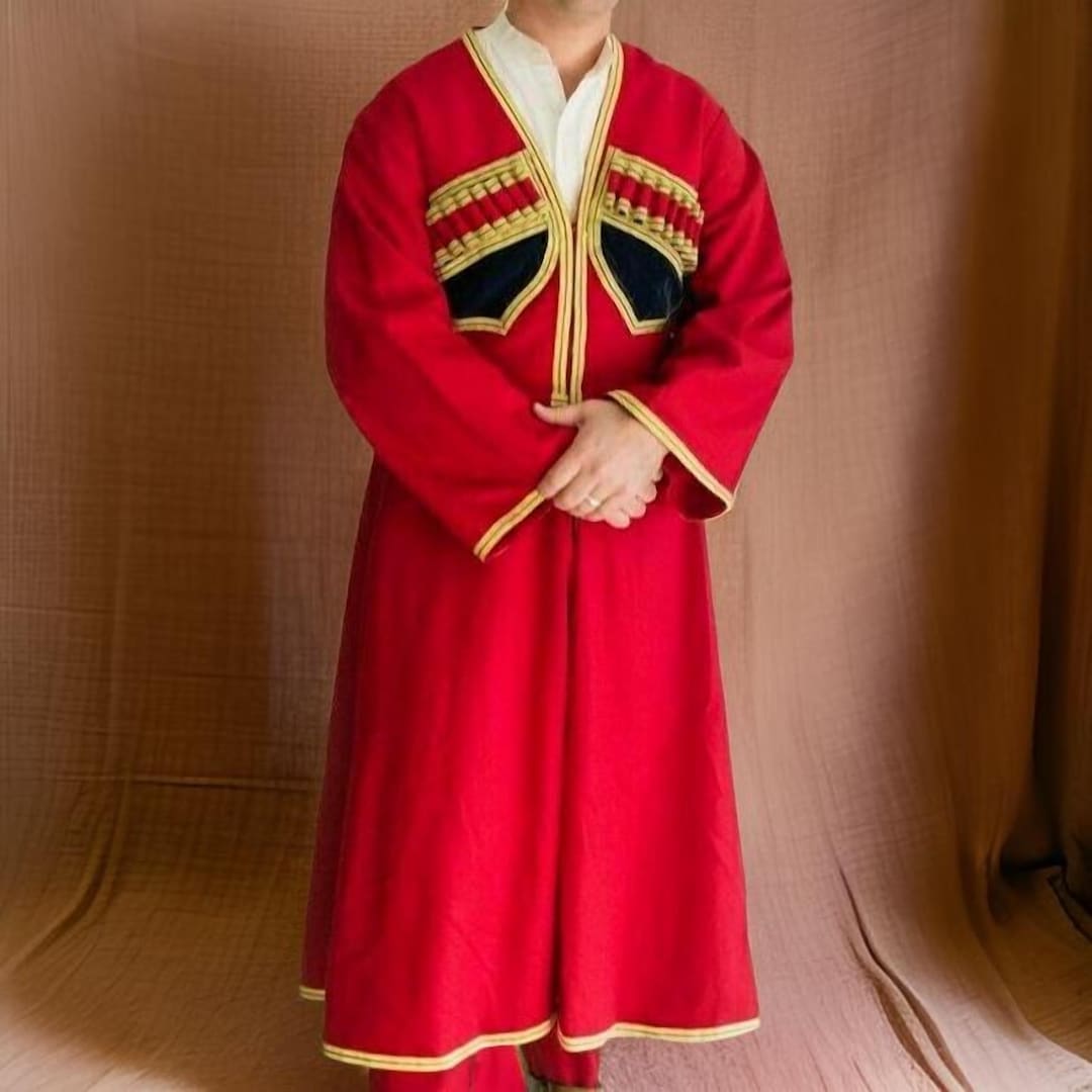Men's Red Wool Cossack Cape: Military Duster Coat - Etsy