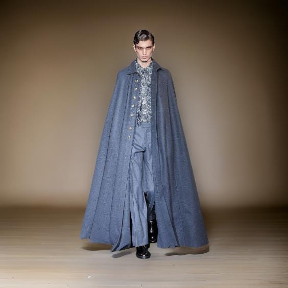 Men's Gray Wool Long Cape, Cloak Shawl Outwear Coat, Men's Long Cape ...