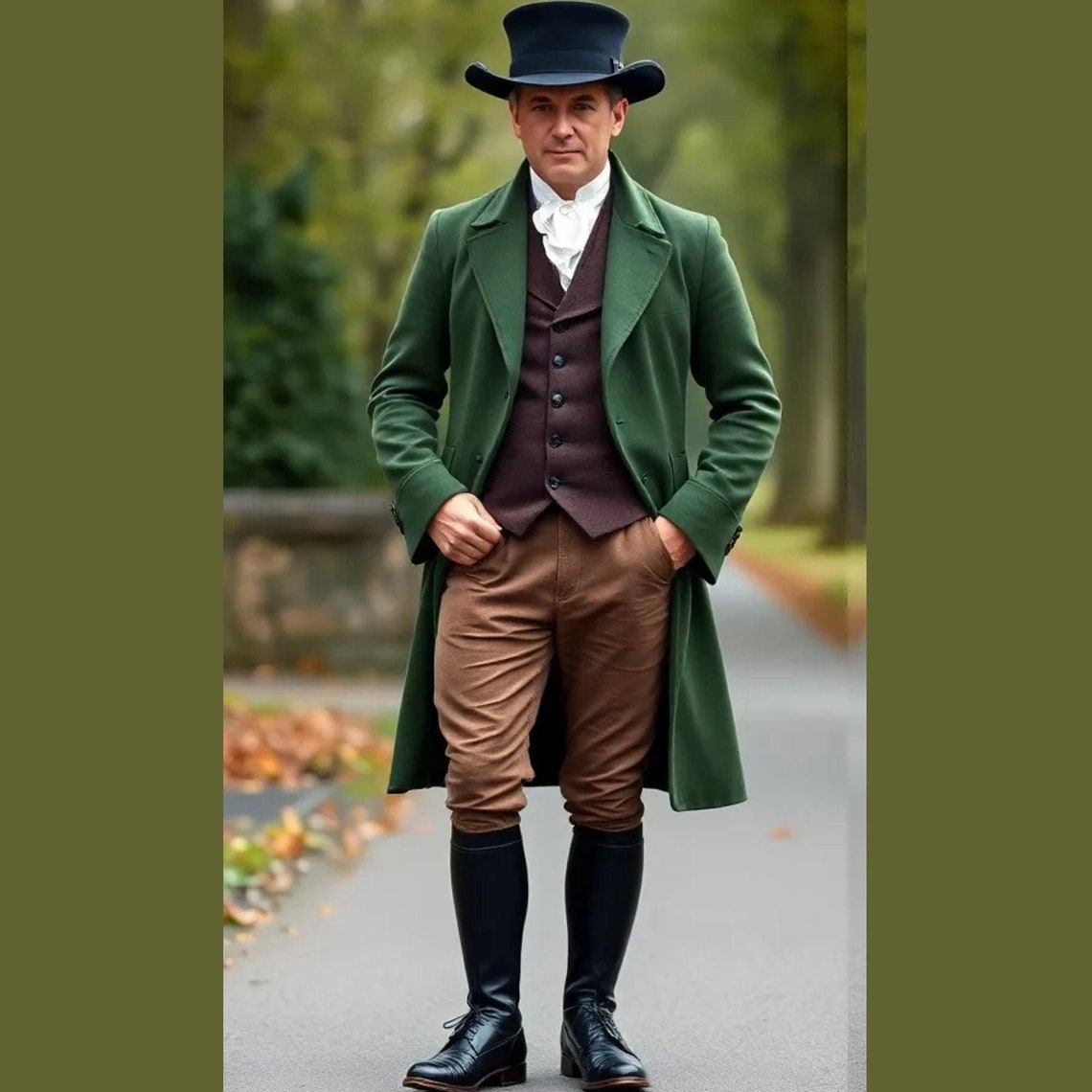 Men's Green Wool Regency Tail Coat: 19th Century Fashion - Etsy