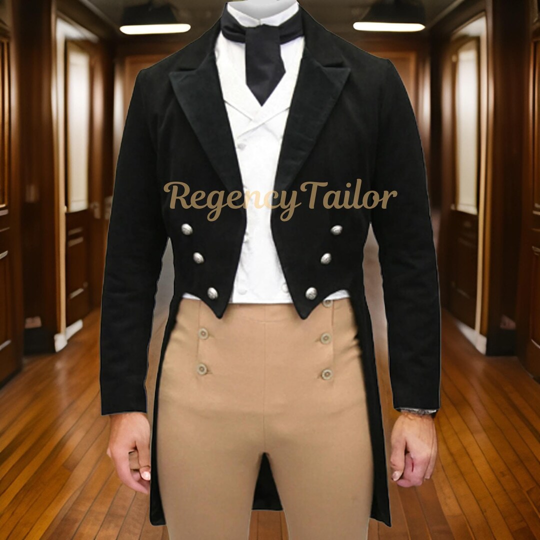 Men’s Black Wool Regency Tailcoat and Breeches - Custom Made Regency ...