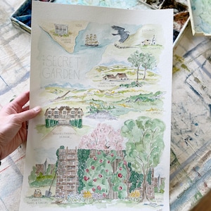 The Secret Garden Watercolor Map Art Print - Etsy