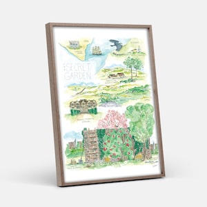 The Secret Garden Watercolor Map Art Print - Etsy