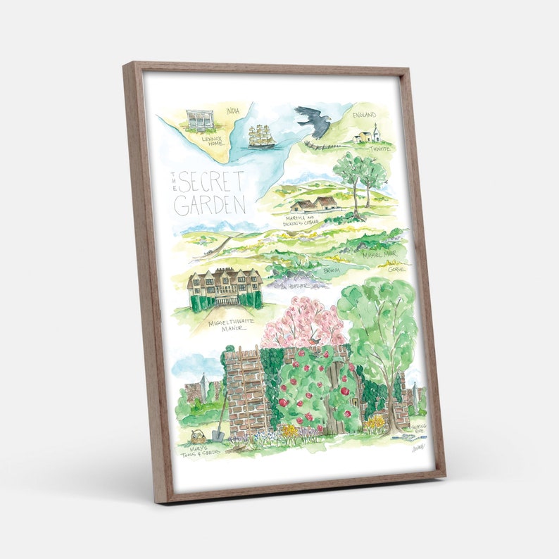 The Secret Garden Watercolor Map Art Print - Etsy
