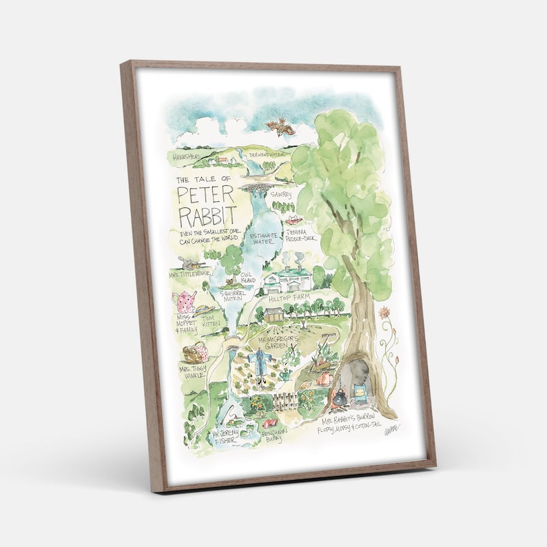 Peter Rabbit Watercolor Map Art Print Easter - Etsy