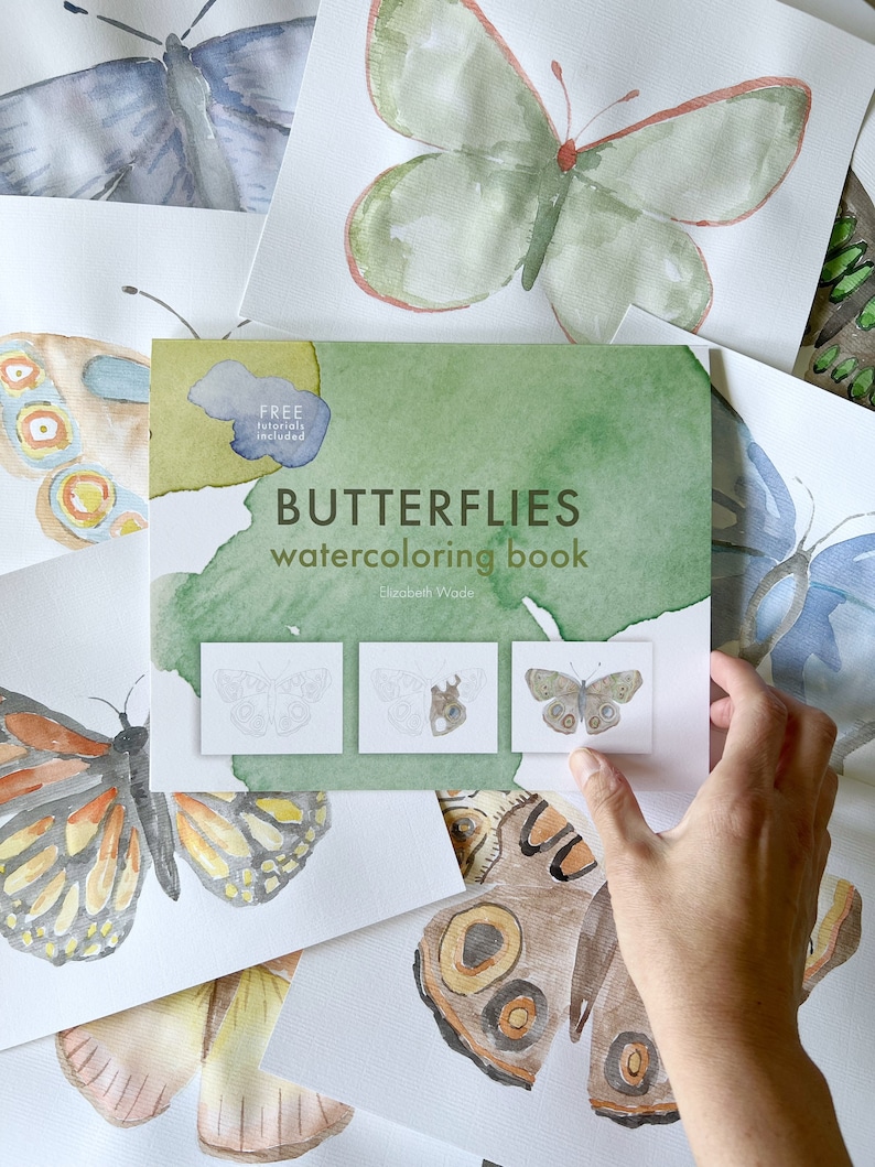 Butterflies Watercolor Book Coloring Painting Art Lessons - Etsy