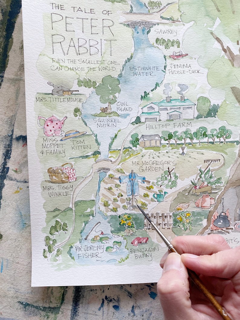 Peter Rabbit Watercolor Map Art Print Easter - Etsy