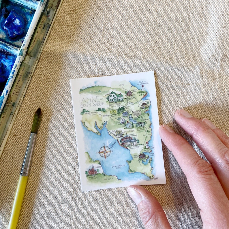 Anne of Green Gables and Avonlea Watercolor Map Art Print | Etsy