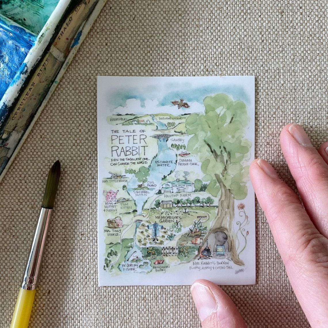 Peter Rabbit Watercolor Map Art Print Easter - Etsy