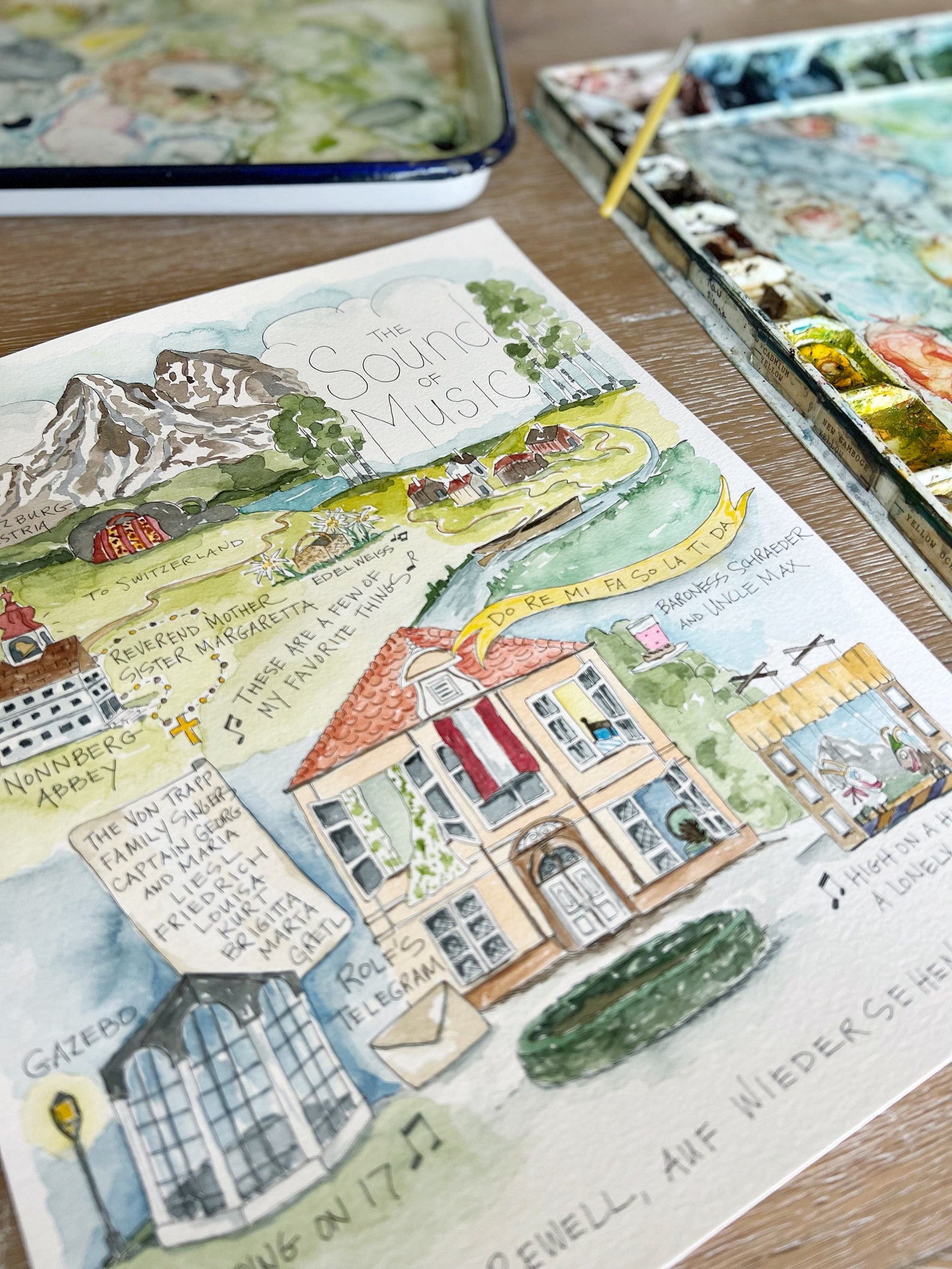 The Sound of Music Watercolor Map Art Print - Etsy