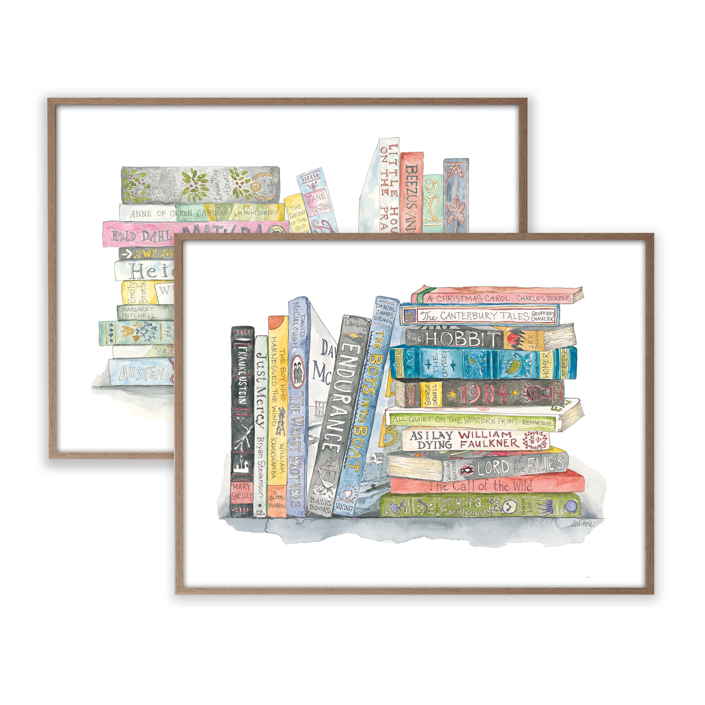 Book Stack for Girls Story Art Print Watercolor - Etsy