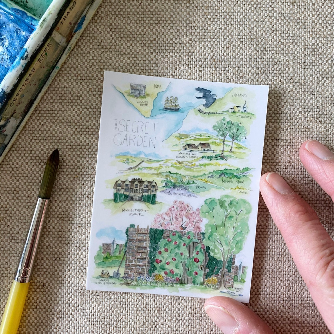 The Secret Garden Watercolor Map Art Print - Etsy