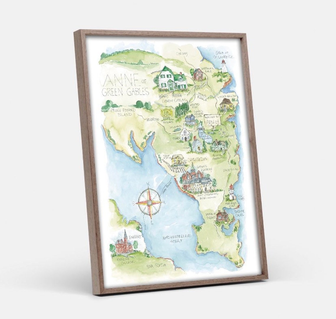 Anne of Green Gables and Avonlea Watercolor Map Art Print | Etsy