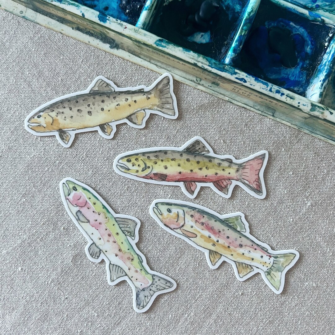 Trout Fish Sticker Set Watercolor Art - Etsy