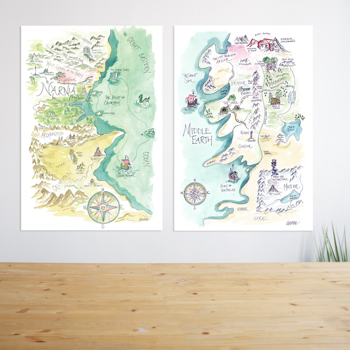 Lord of the Rings Middle Earth Tolkien Watercolor Art Map - Etsy