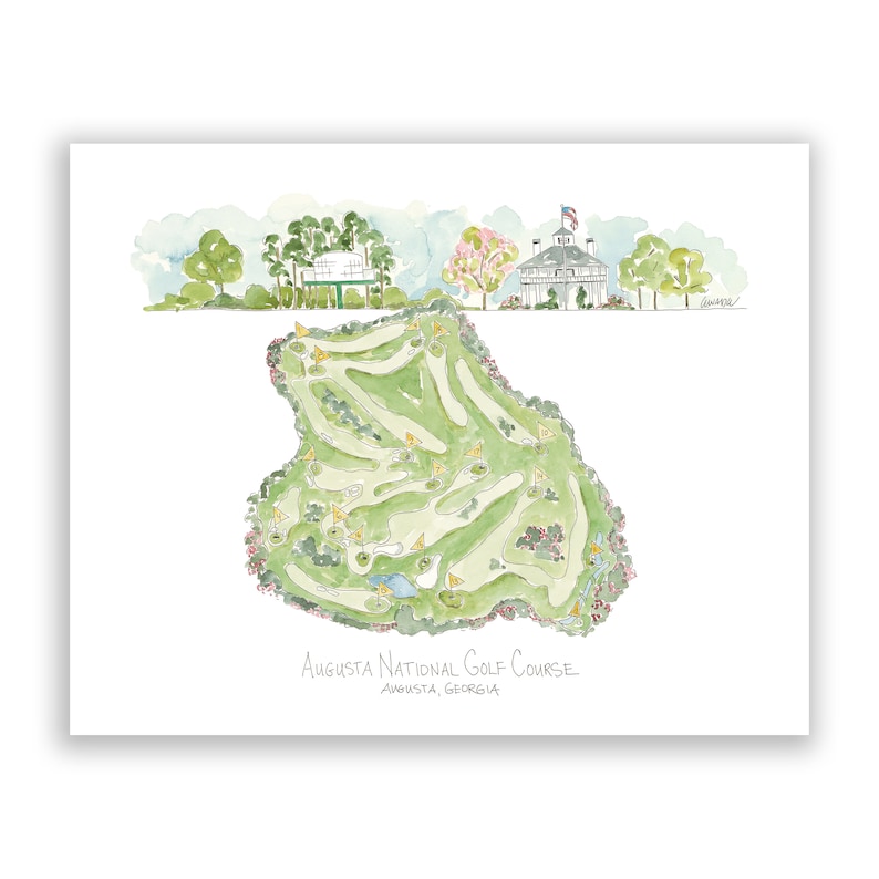 Augusta National Watercolor Golf Course Art Print - Etsy