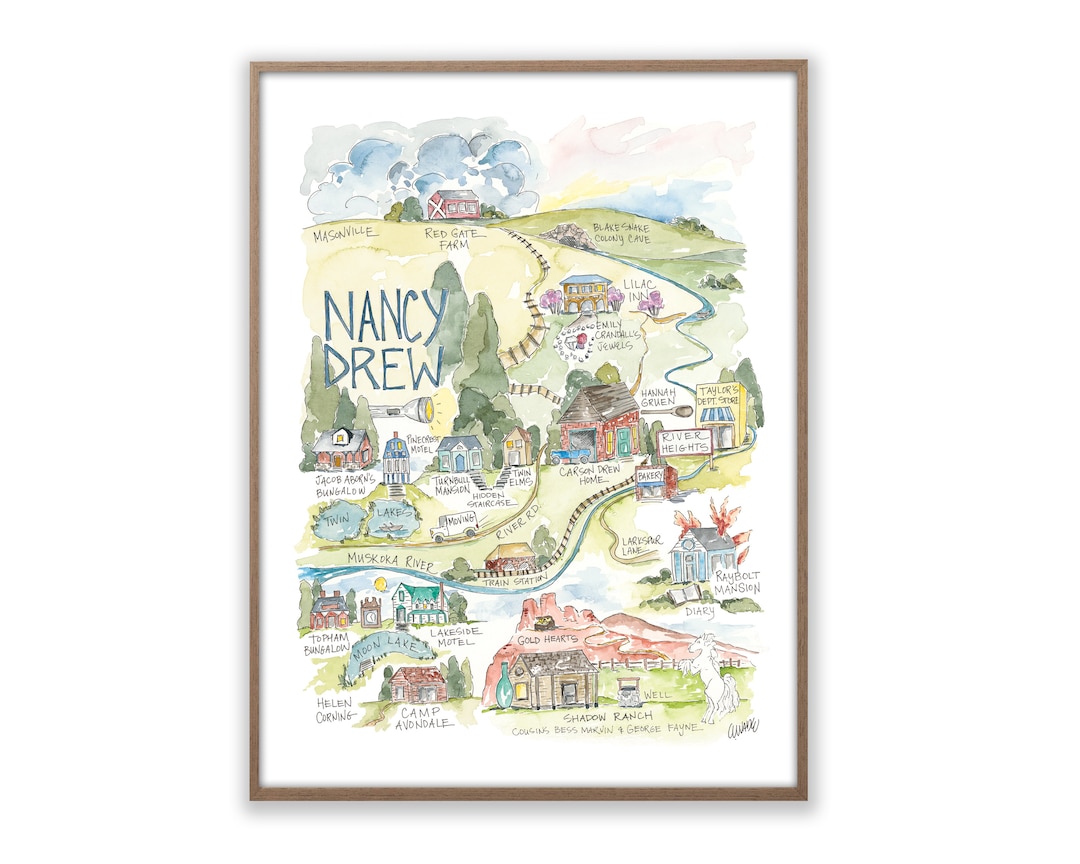Nancy Drew Watercolor Map Art Print Detective - Etsy
