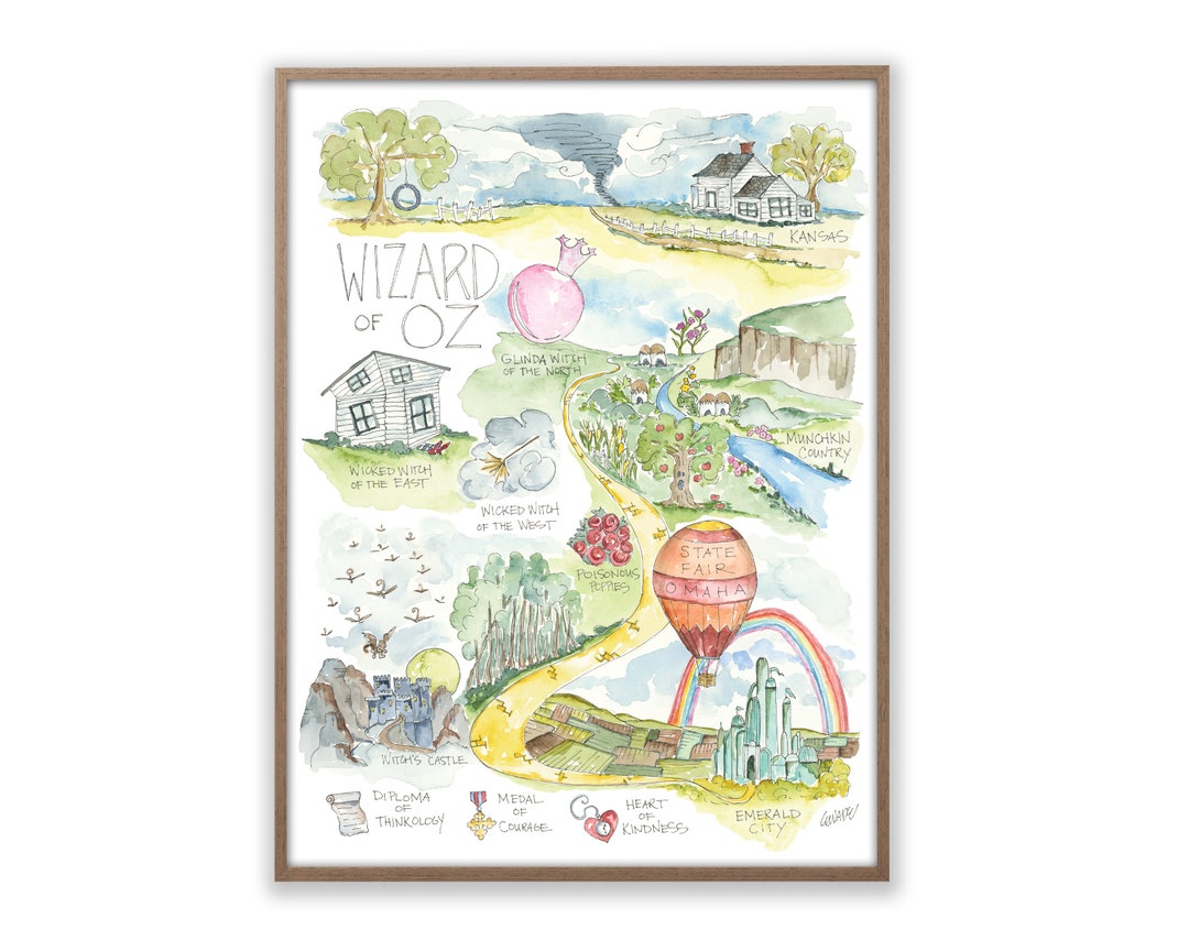 Wizard of Oz Watercolor Map Art Print - Etsy