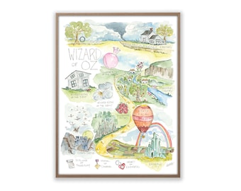 Lands of Oz Map From Dorothy and the Wizard of Oz Wicked the Musical Wizard of Oz Poster, Art ...