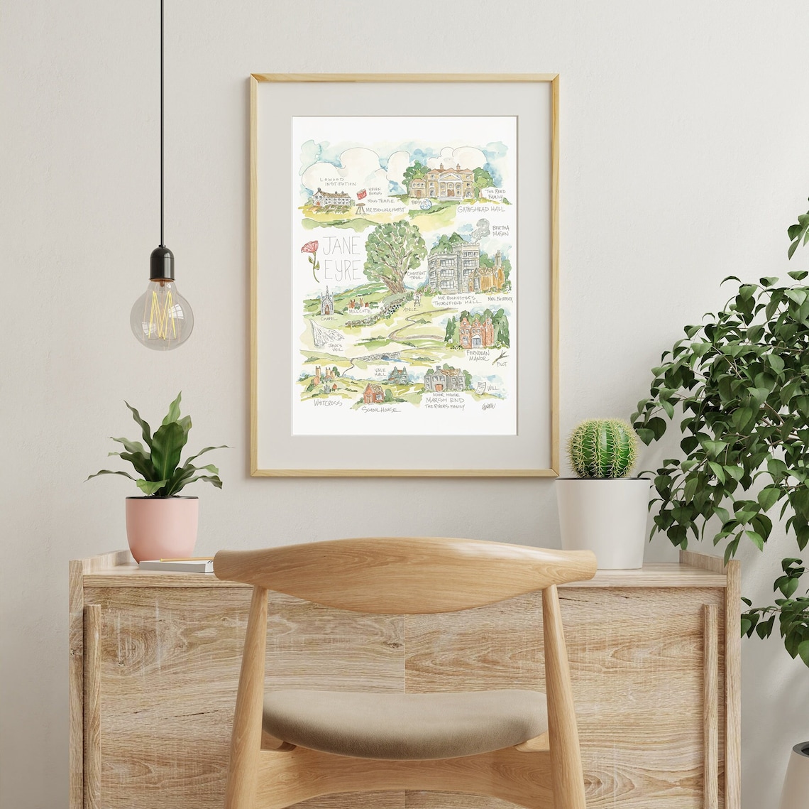 Jane Eyre Map Art Print Charlotte Bronte - Etsy