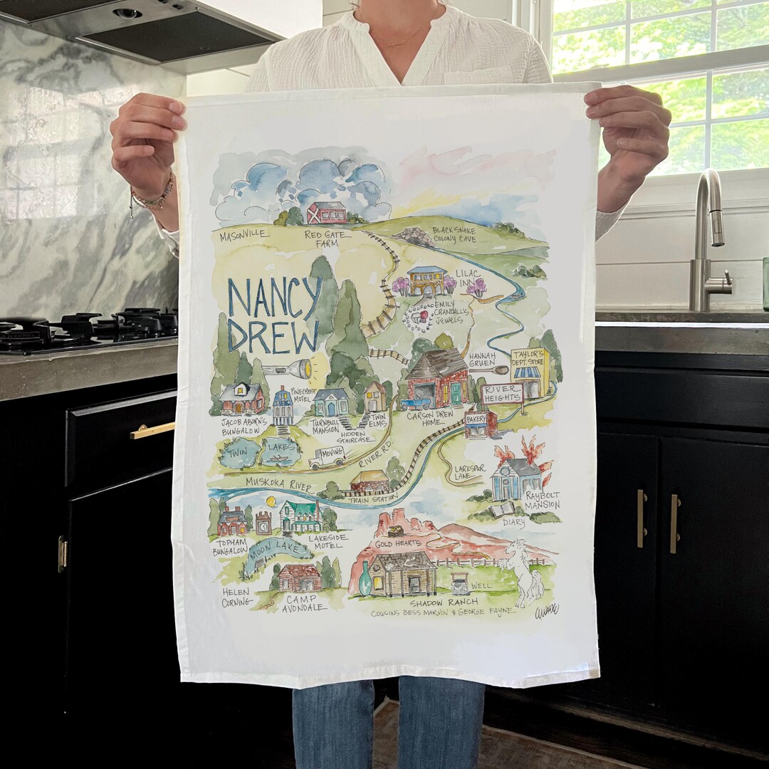 Nancy Drew Story Map Book Tea Towel - Etsy