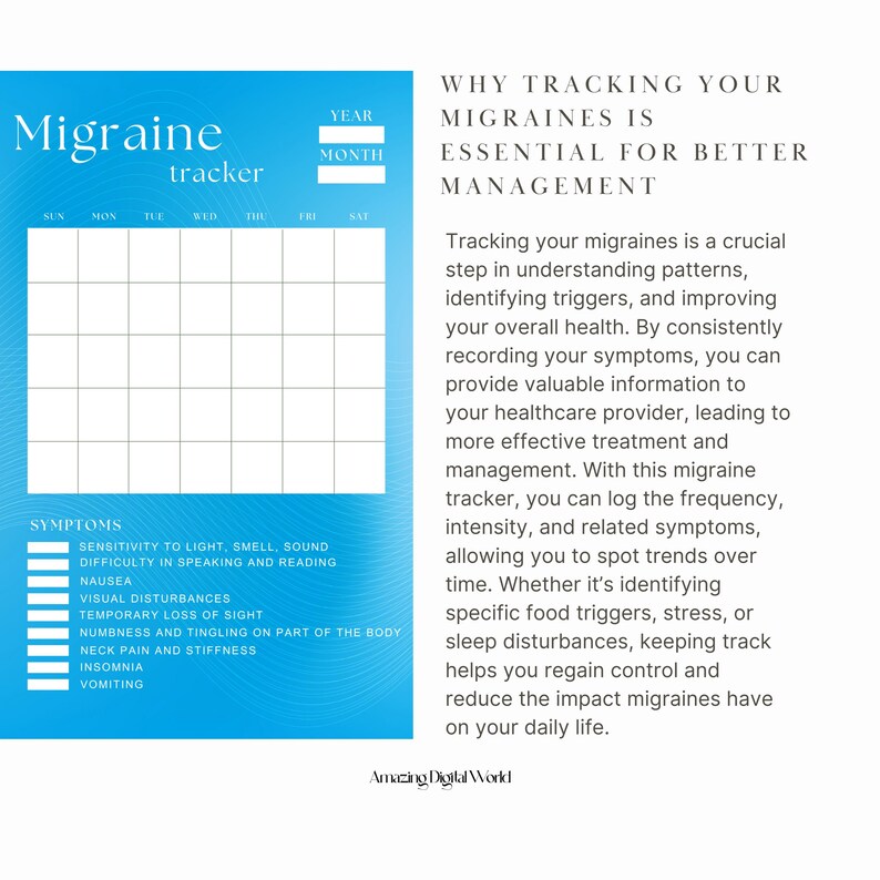 Migraine Tracker, Headache Tracker, Headache Diary, Headache Journal ...