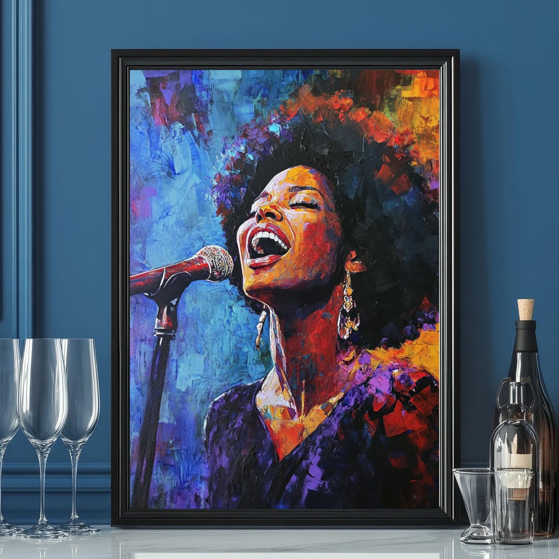 Jazz Singer Oil Painting Print: Music Room Wall Art (digital Download ...