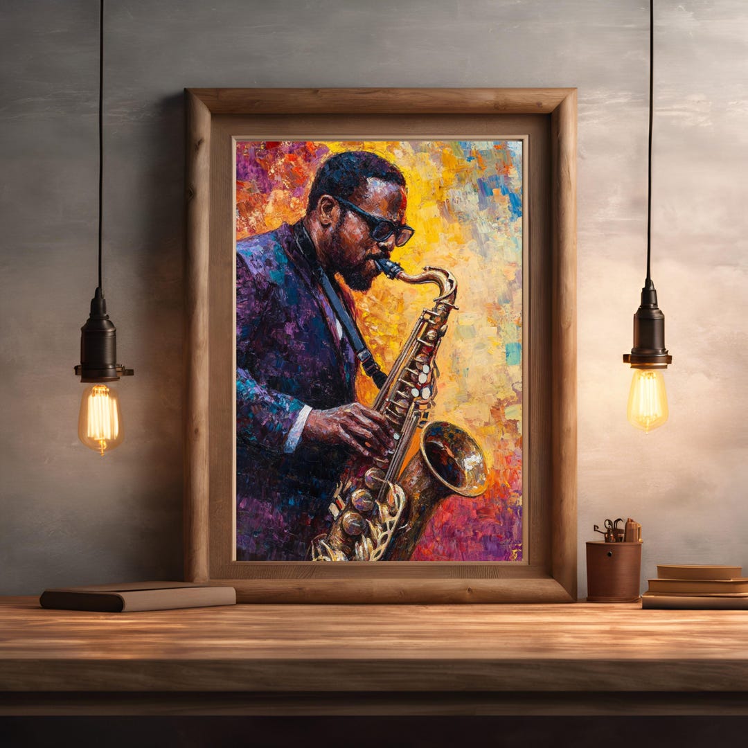 Jazz Saxophonist Painting | Jazz Music Wall Art Print | Oil Painting ...