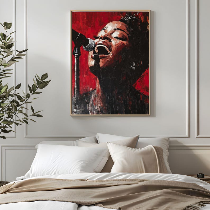 Jazz Singer Painting | Oil Painting Print for Music Room Decor & Music ...