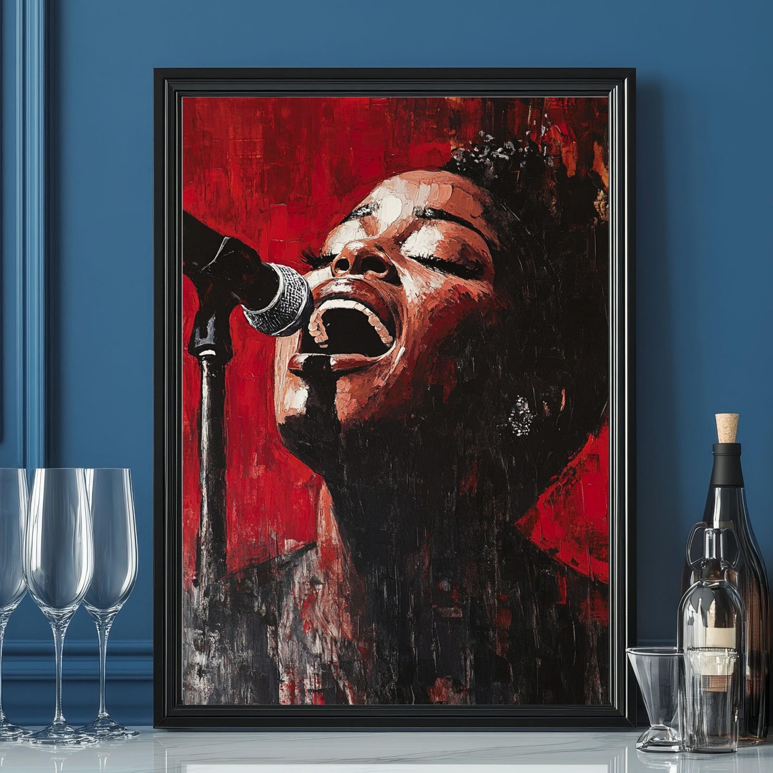 Jazz Singer Painting | Oil Painting Print for Music Room Decor & Music ...