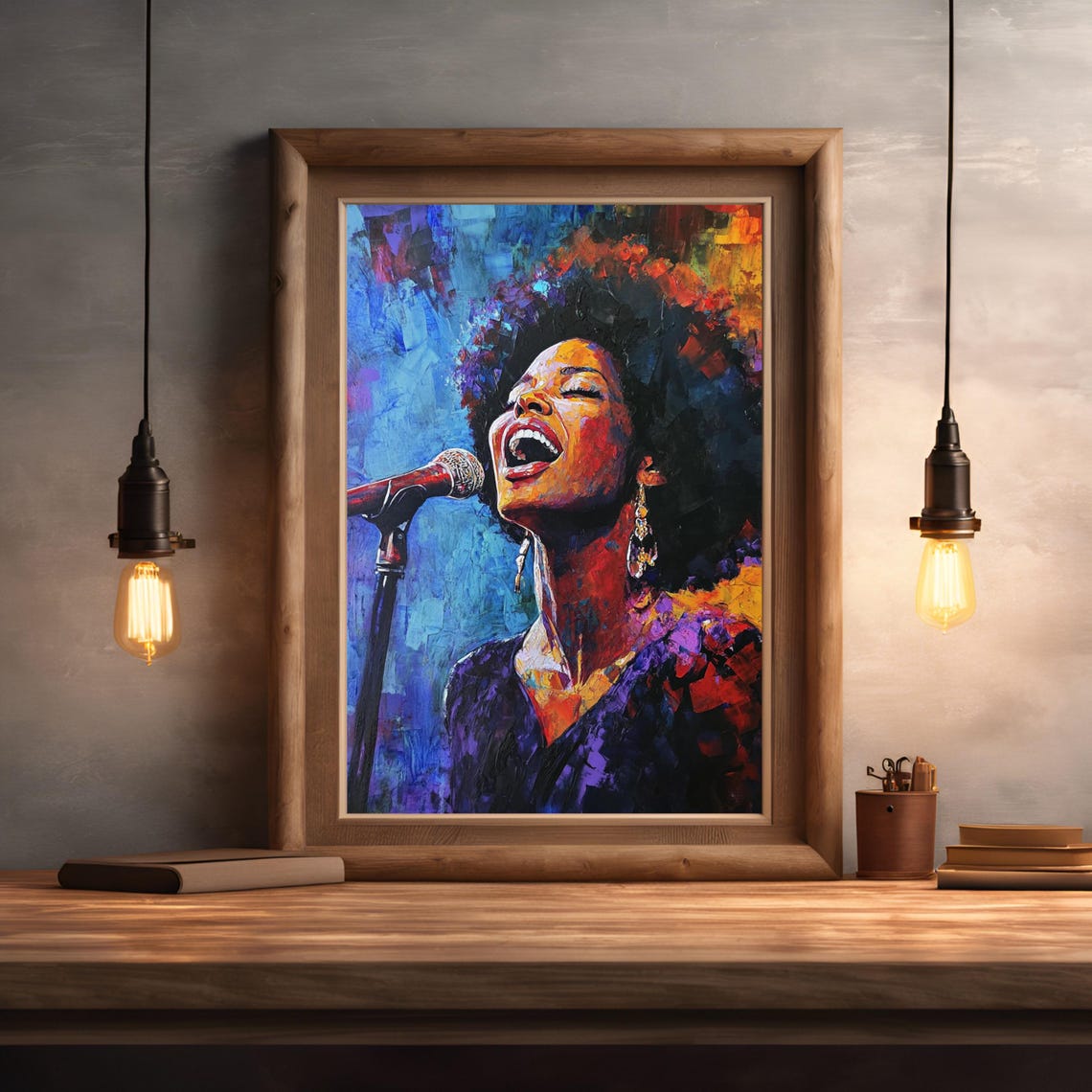 Jazz Singer Oil Painting Print: Music Room Wall Art (digital Download ...