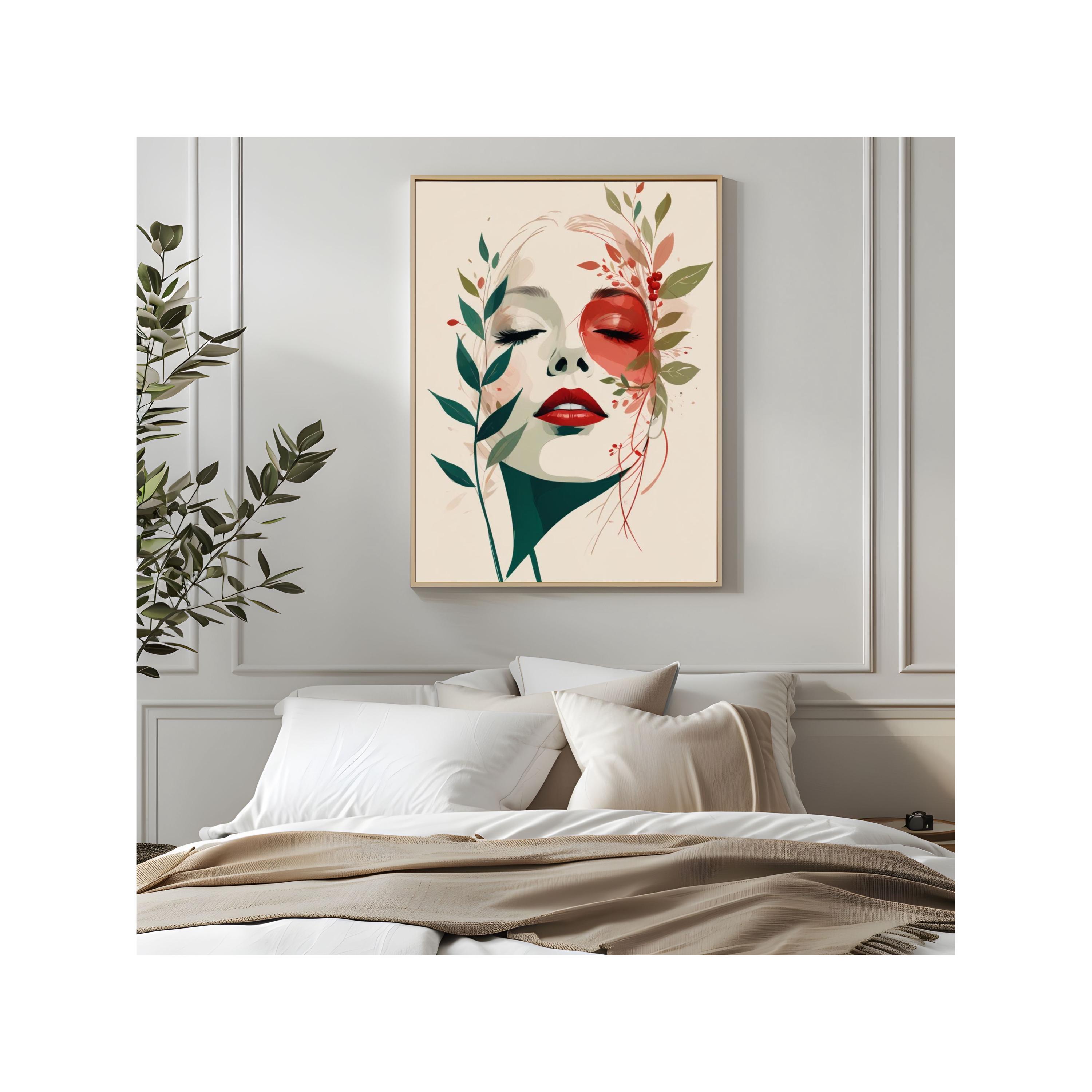 Flower Face Lady Printable, Floral Wall Art, Colorful Portrait Painting ...