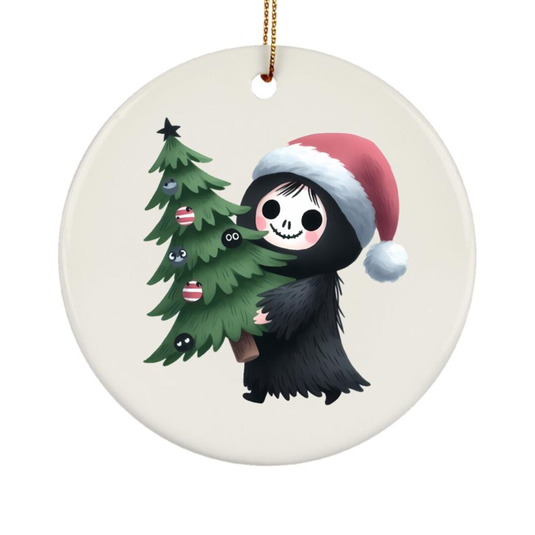 Goth Christmas Ornament With Two Designs: Goth Girl Carrying Christmas ...
