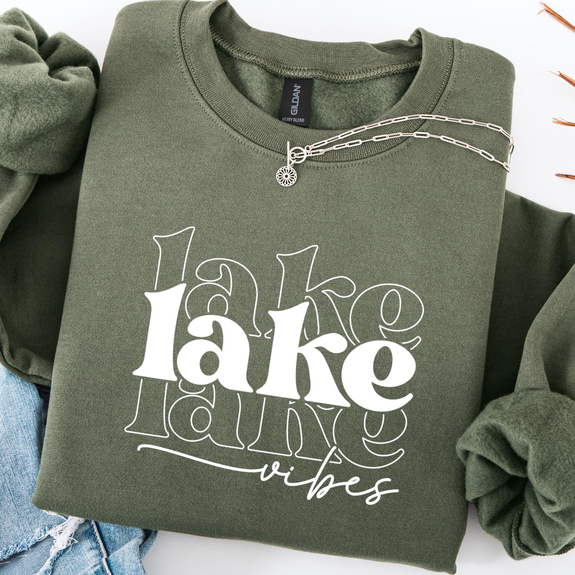 Lake Vibes Sweatshirt, Cute Lake Life Sweater, Cozy Boho Lake Crewneck ...