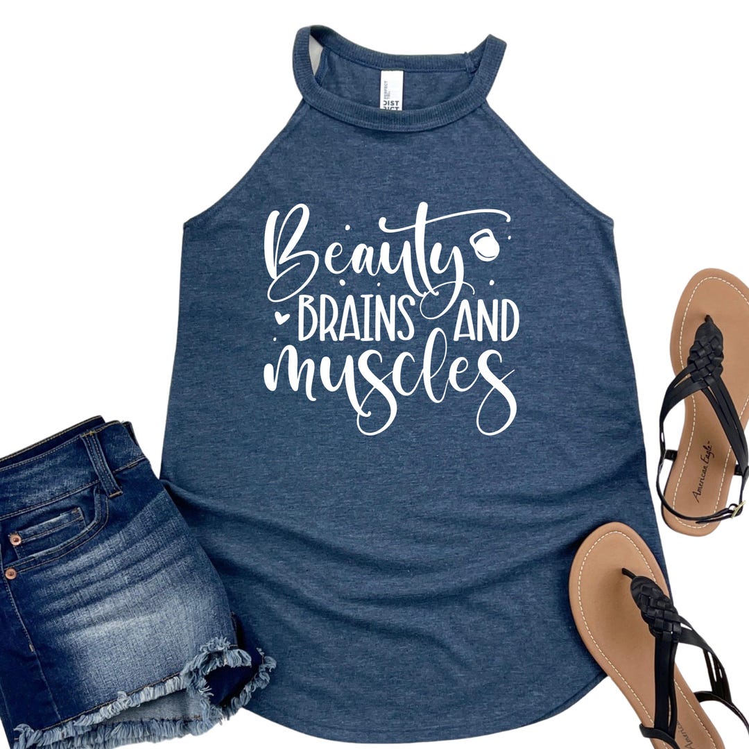 Beauty Brains and Muscles Tank Top - Gym Workout Shirt for Women ...